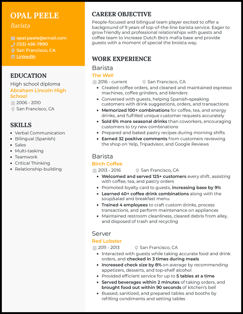 22 Barista CV Examples [& Templates]