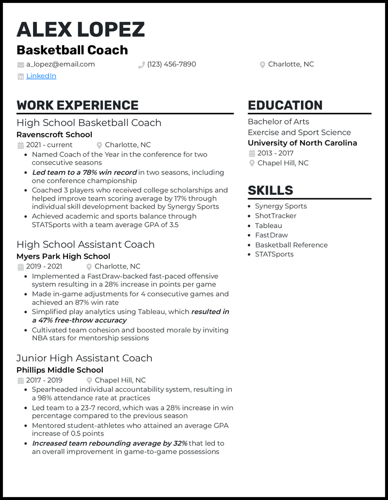 7 Coaching Resume Examples to Win the Job in 2025