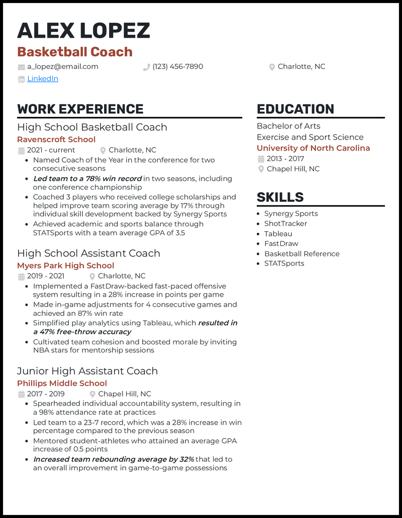 7 Coaching Resume Examples to Win the Job in 2025