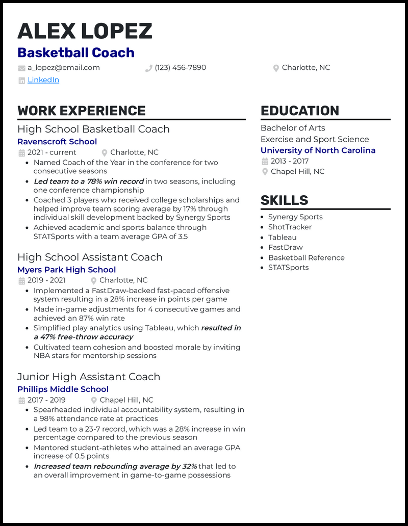 7 Coaching Resume Examples to Win the Job in 2025