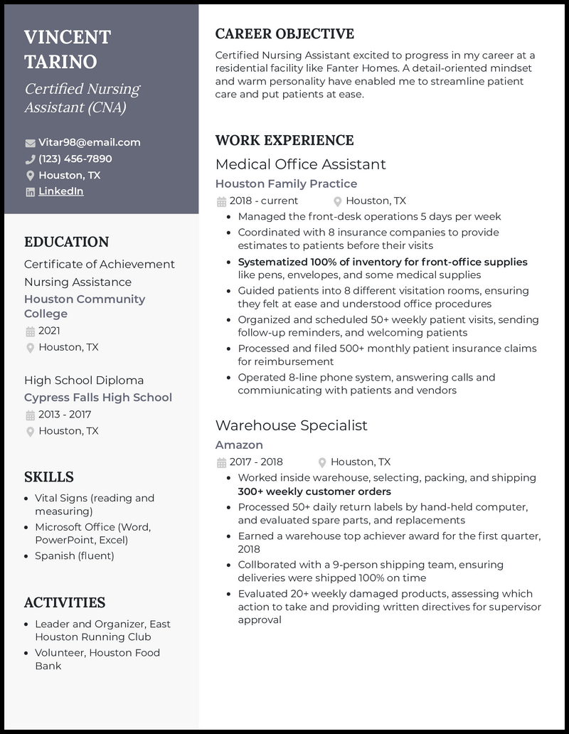 3 Beginner CNA Resume Examples, Templates, & Tips