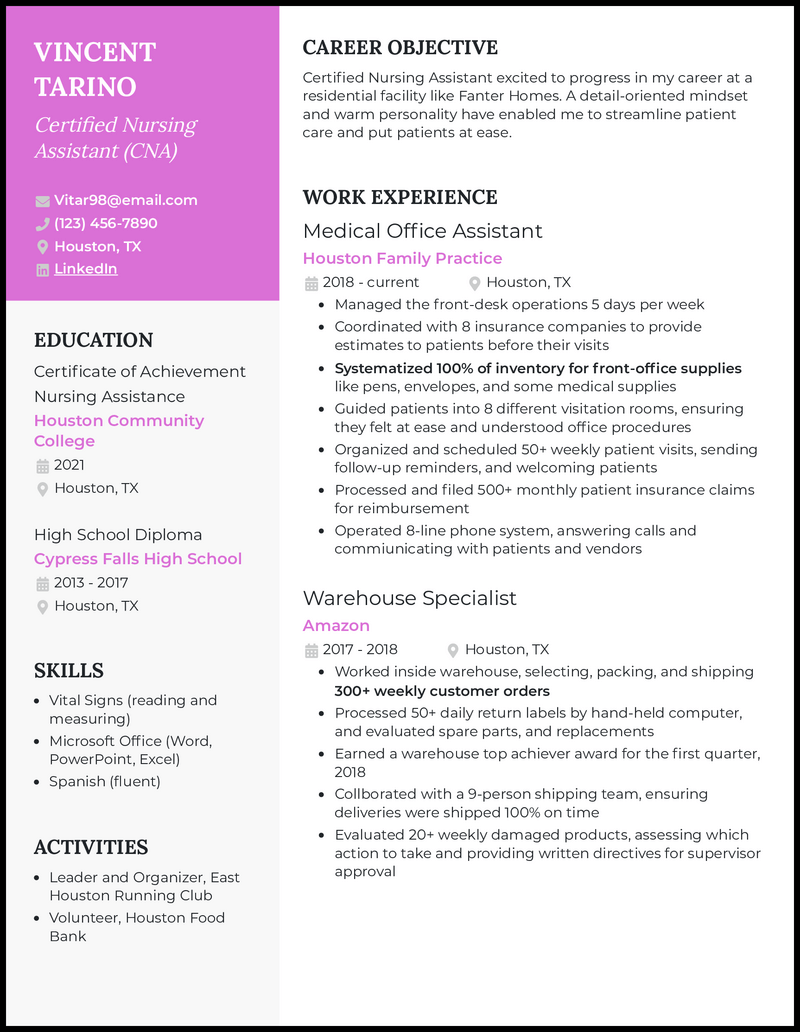 3 Beginner CNA Resume Examples, Templates, & Tips