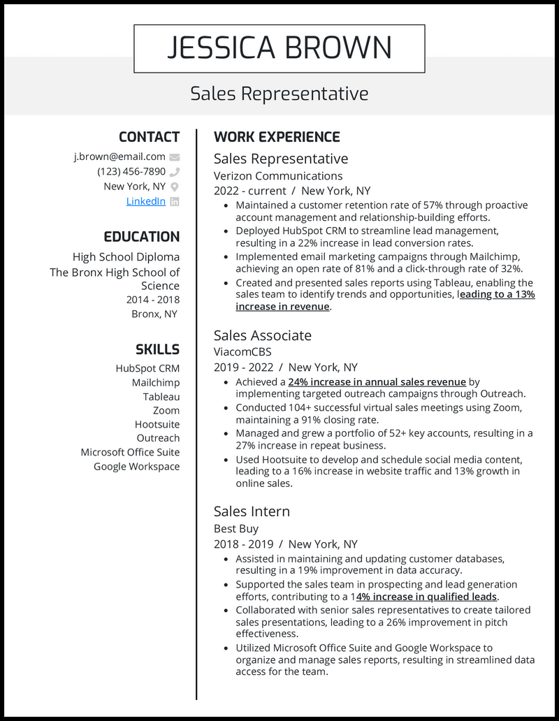 14 Sales Representative Resume Examples for 2025