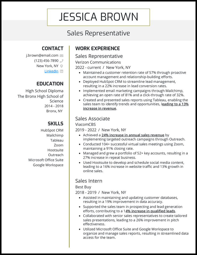 14 Sales Representative Resume Examples for 2025