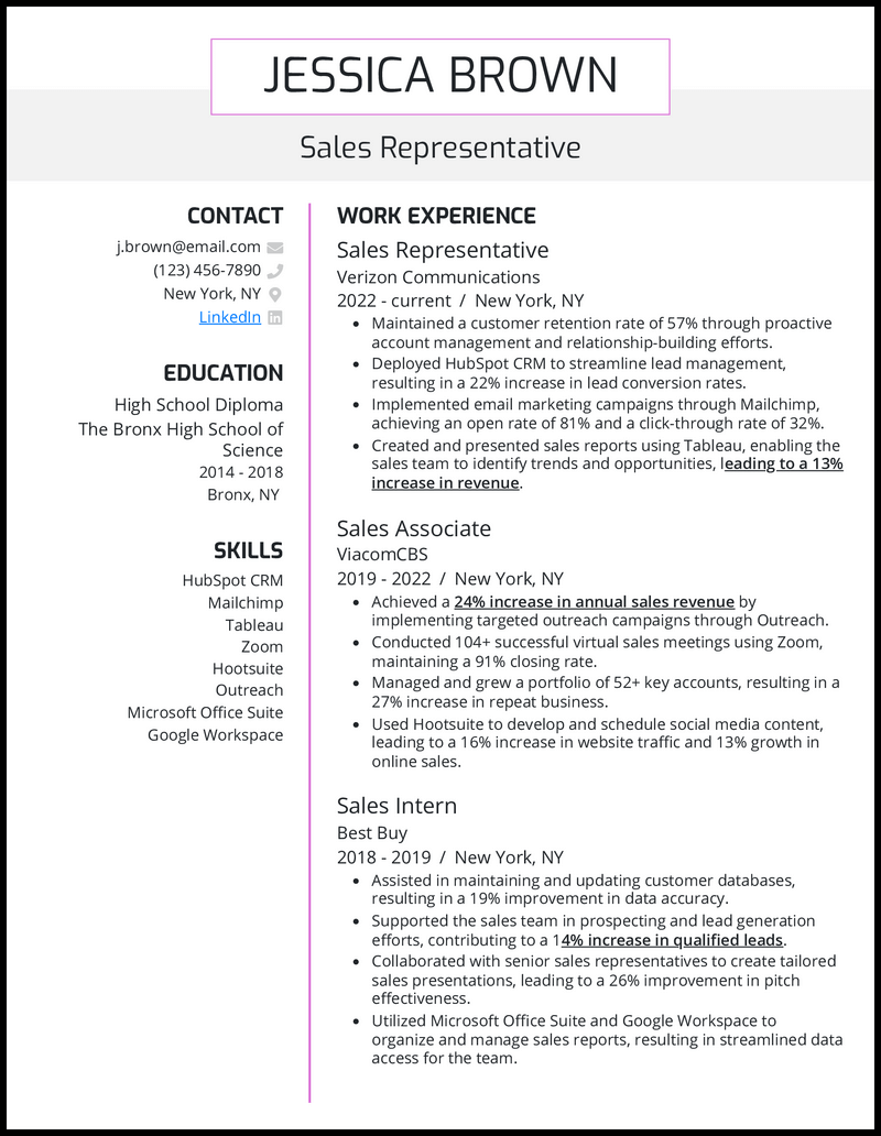 14 Sales Representative Resume Examples for 2025