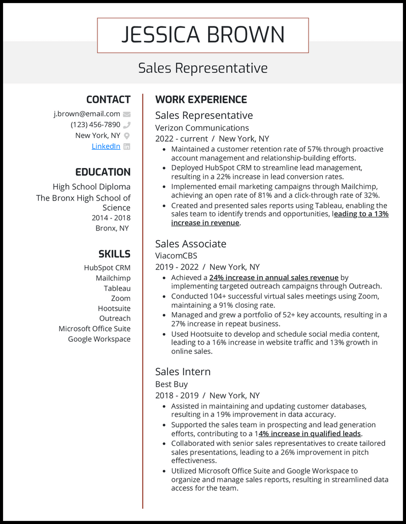 8 Sales Representative Resume Examples for 2025