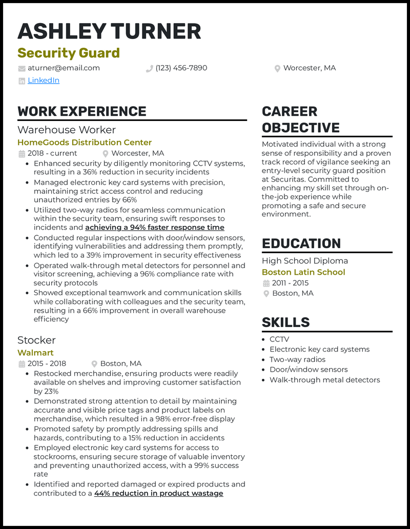 7 Security Guard Resume Examples [& Templates]