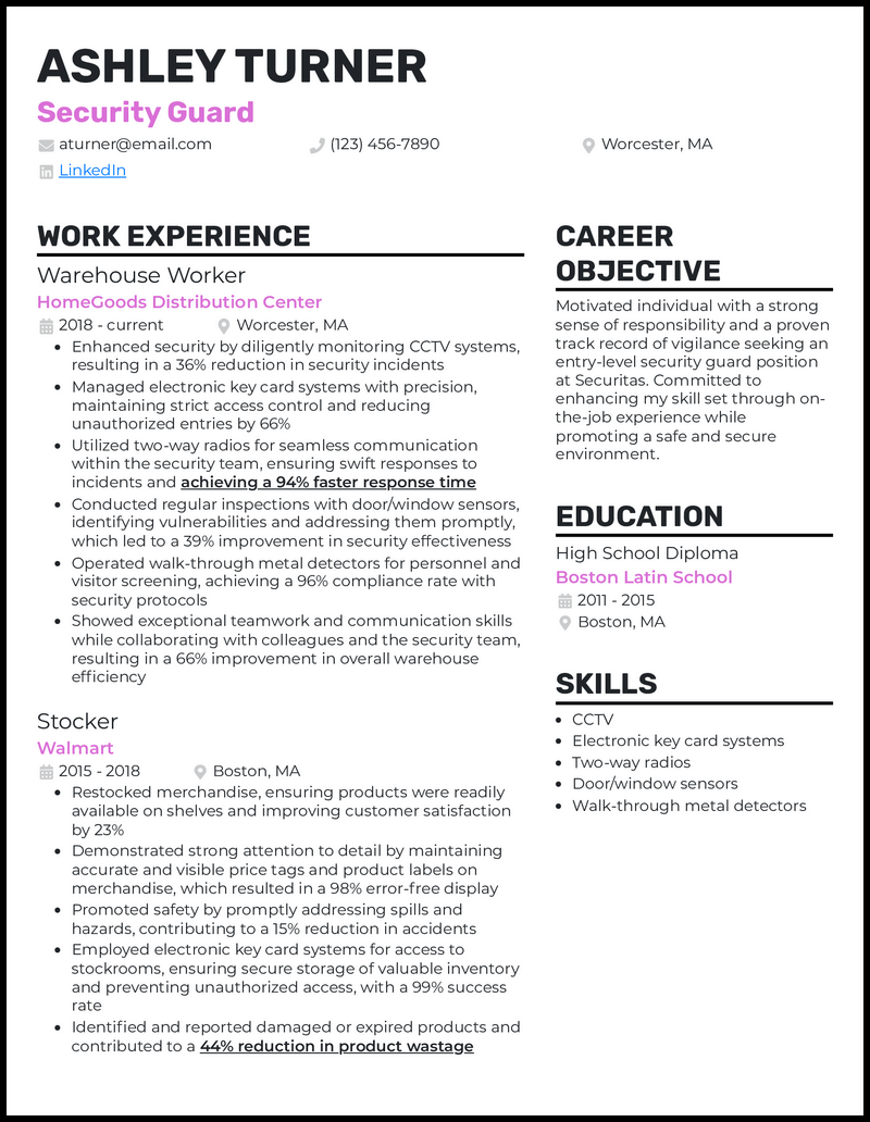 7 Security Guard Resume Examples [& Templates]