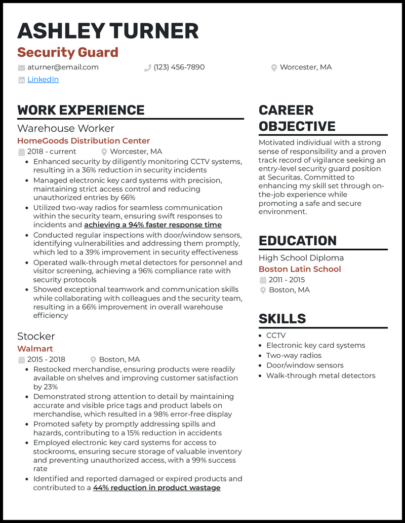 7 Security Guard Resume Examples [& Templates]