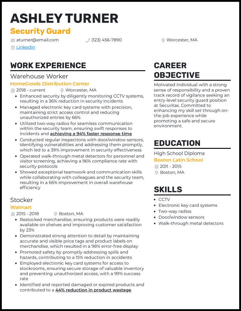 7 Security Guard Resume Examples [& Templates]