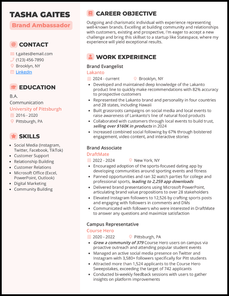 9 Brand Ambassador Resume Samples for 2025