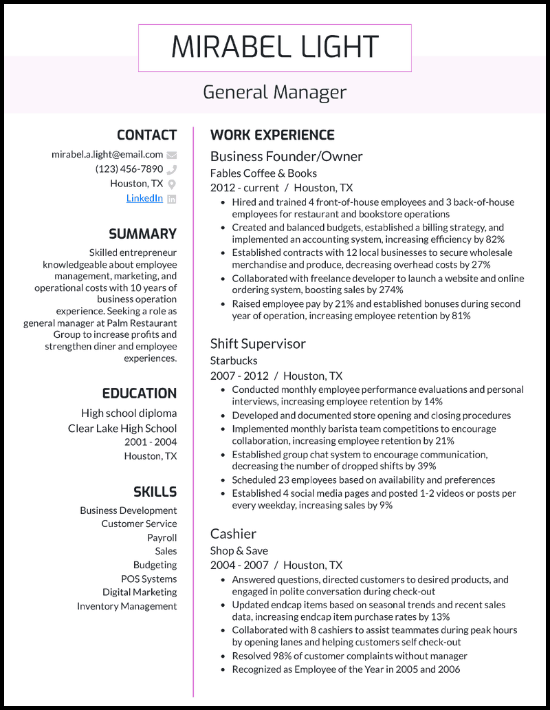9 Business Owner Resume Examples [& Templates]