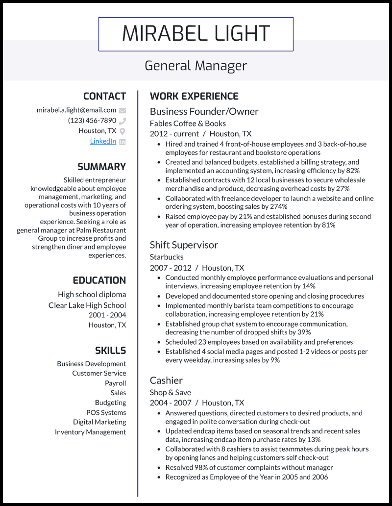 9 Business Owner Resume Examples [& Templates]