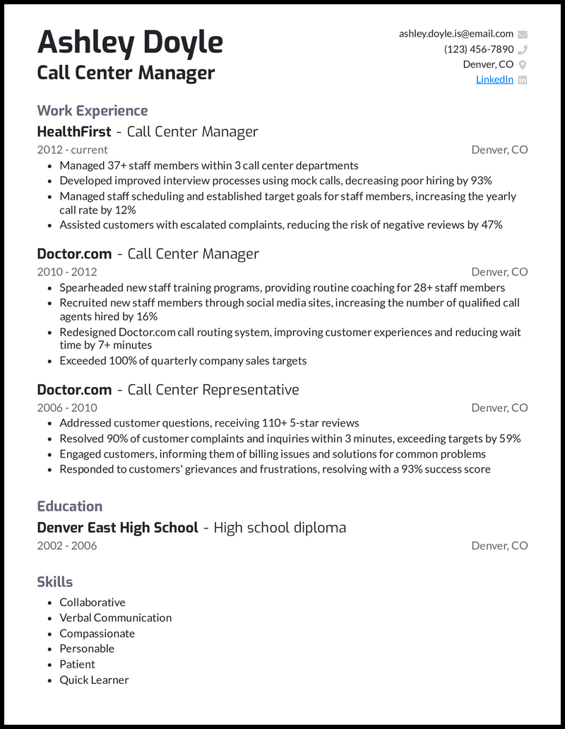 17 Call Center Representative Resume Examples for 2026