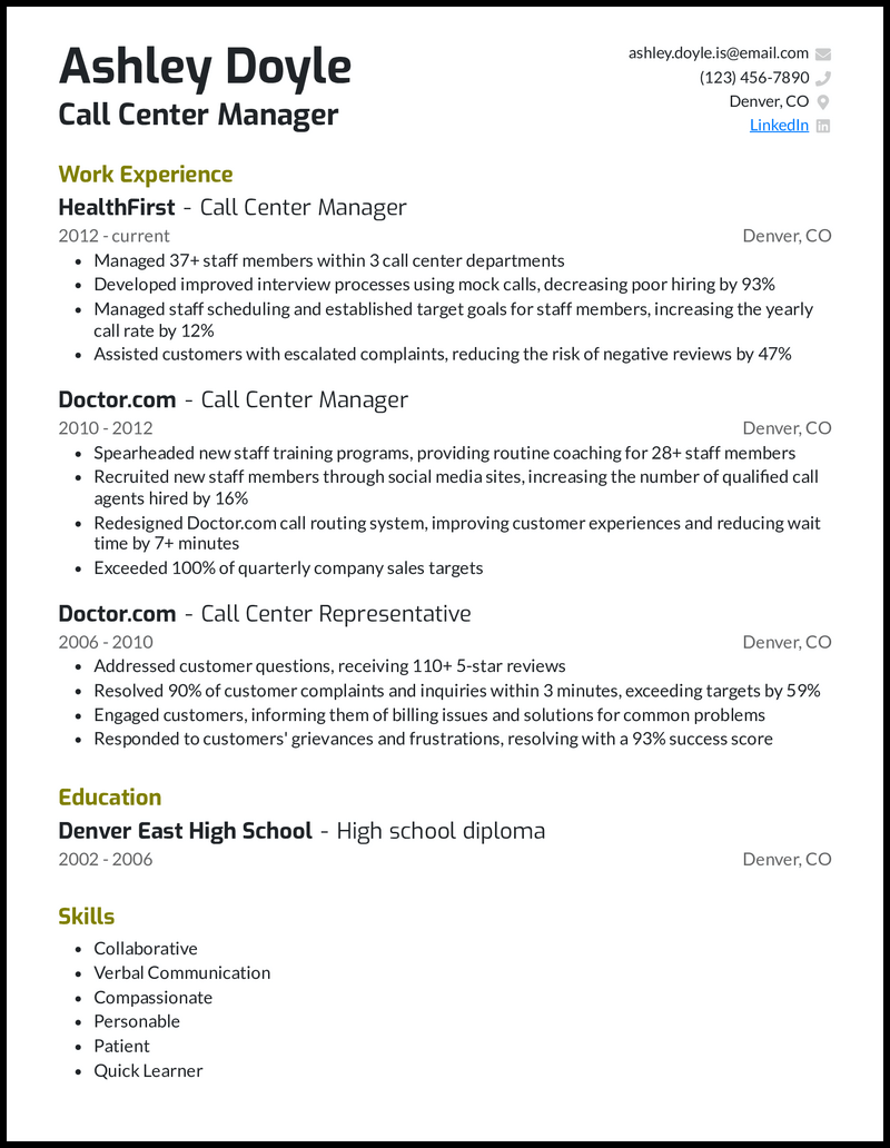 17 Call Center Representative Resume Examples for 2026