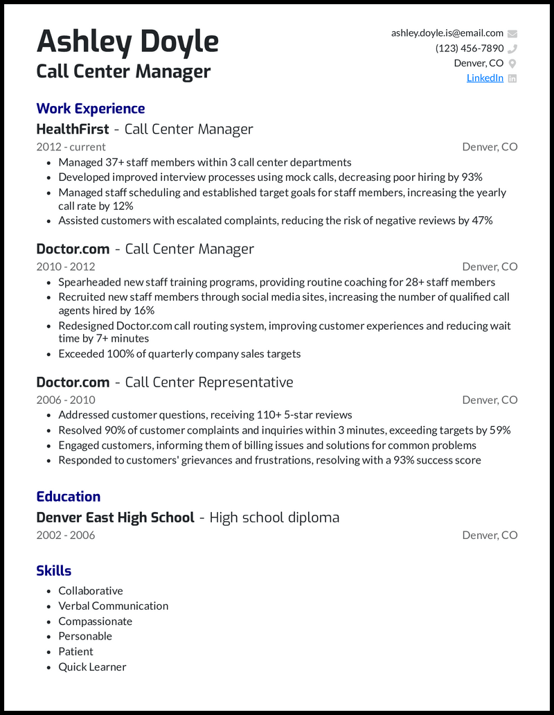 17 Call Center Representative Resume Examples for 2026