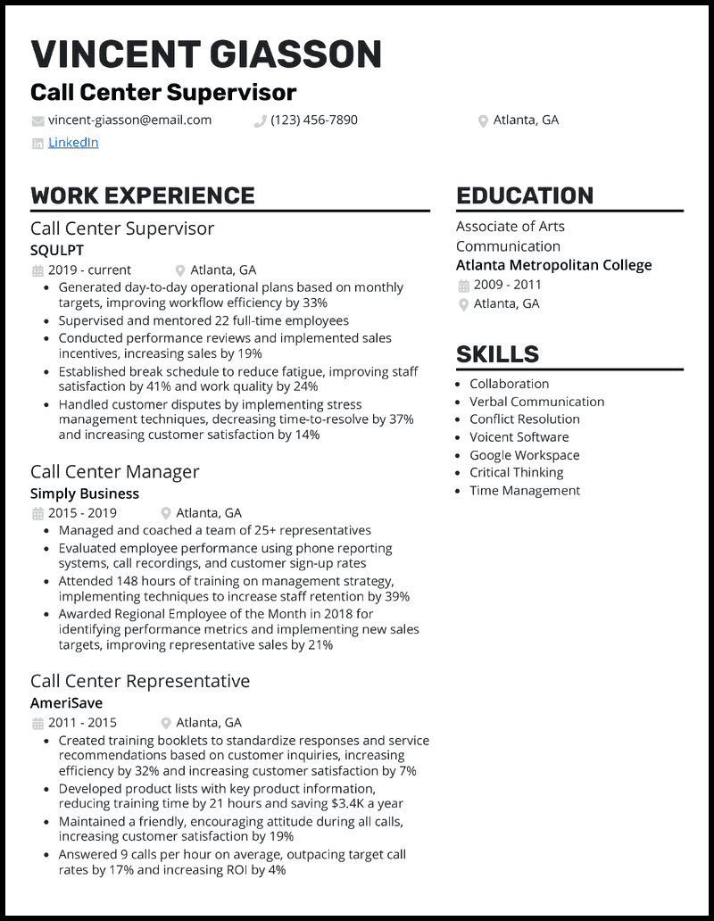 11 Supervisor Resume Examples That Worked in 2025