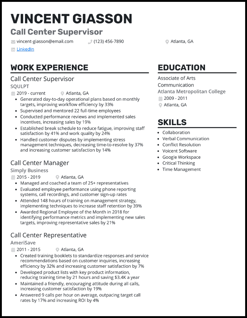 11 Supervisor Resume Examples That Worked in 2025