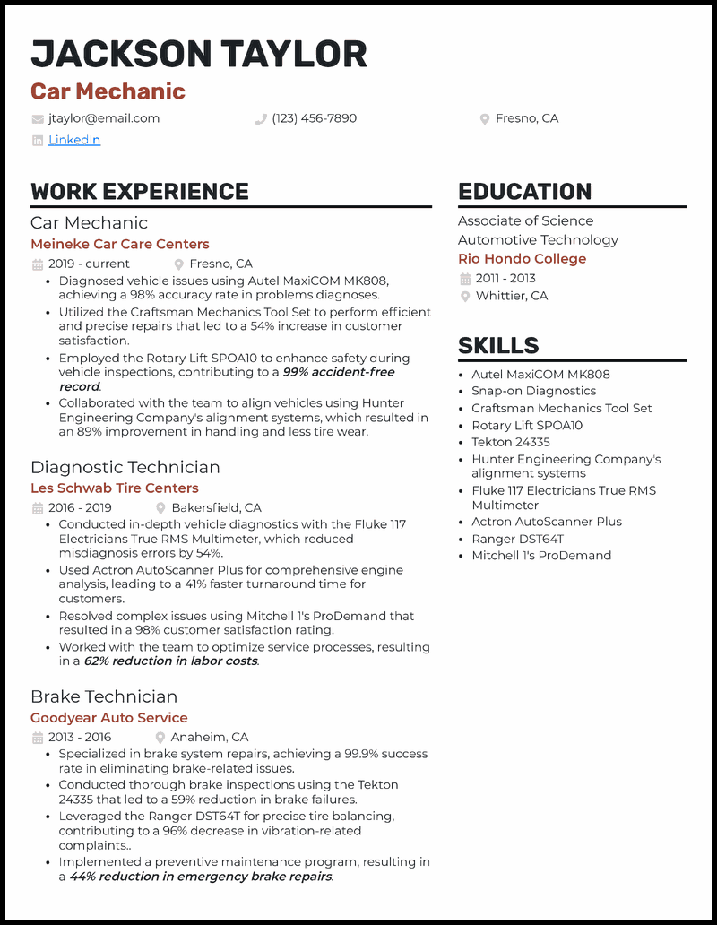 7 Auto Mechanic Resume Examples [& Templates]