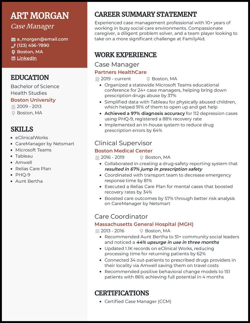 10 Case Manager Resume Examples That Worked In 2025