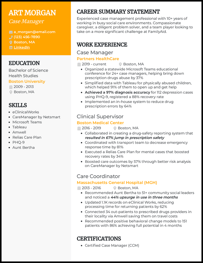 10 Case Manager Resume Examples That Worked in 2025