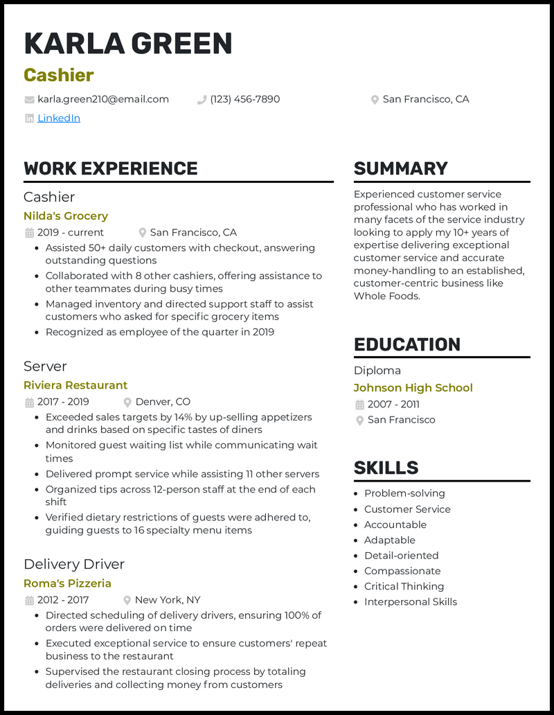 13 Cashier Resume Examples That Work in 2024