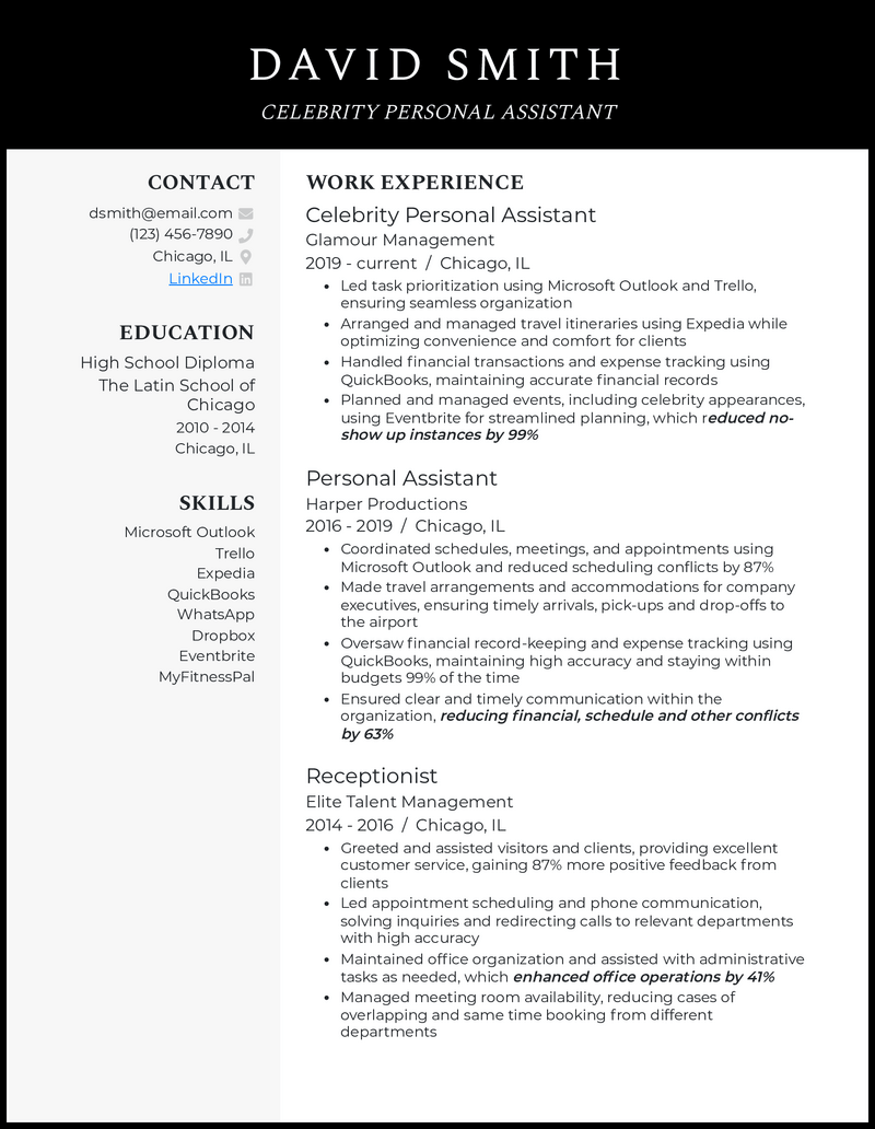 7 Personal Assistant Resume Examples for 2025