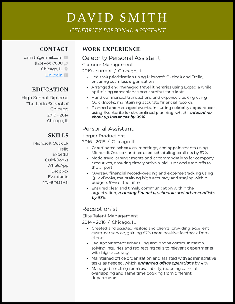 7 Personal Assistant Resume Examples for 2025