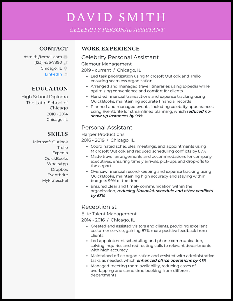 7 Personal Assistant Resume Examples for 2025