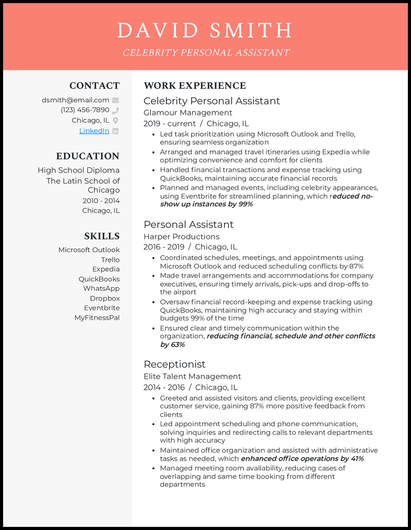 7 Personal Assistant Resume Examples for 2025