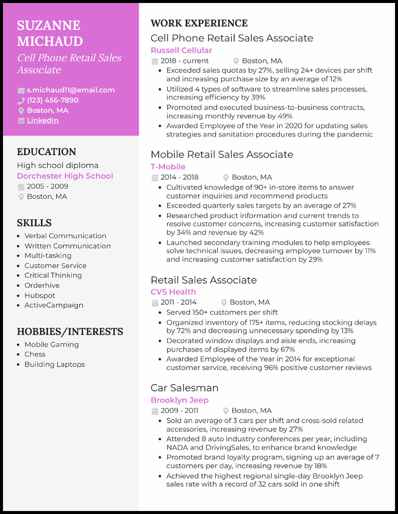7 Retail Sales Associate Resume Examples [& Templates]