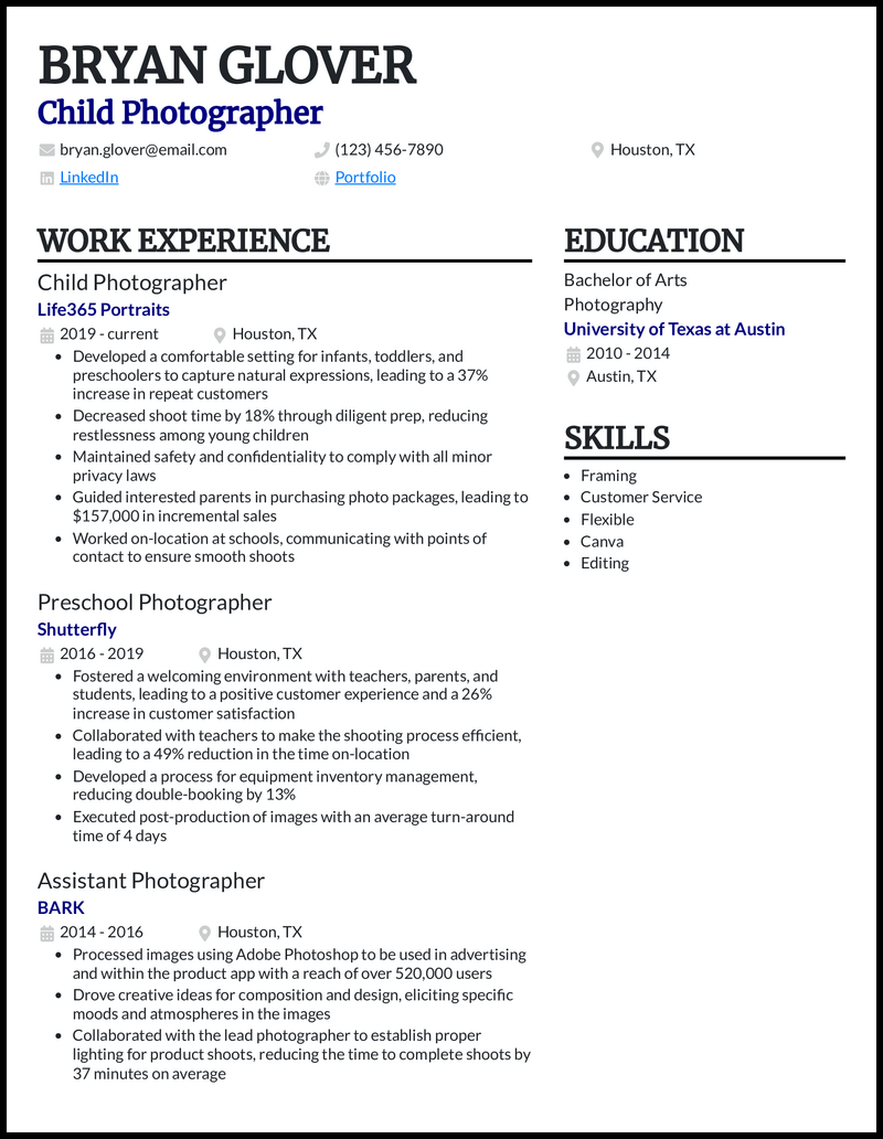 11 Real Photographer Resume Examples That Worked in 2025