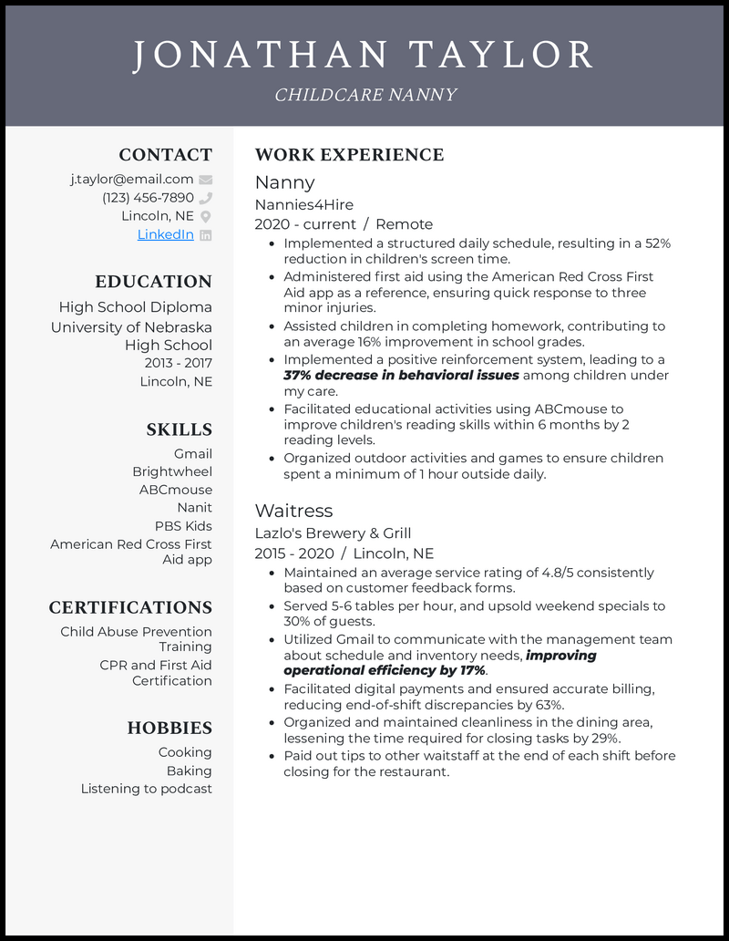 15 Nanny Resume Examples That Work in 2024