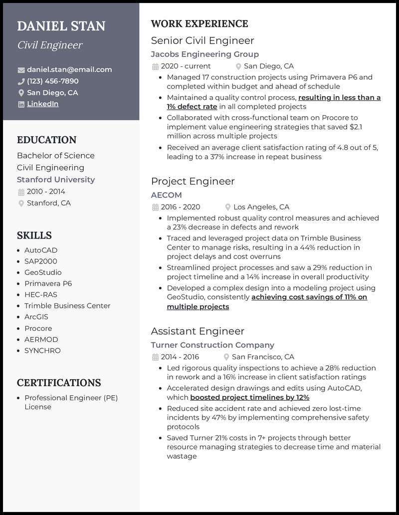 5 Civil Engineer Resume Examples for the Job in 2025