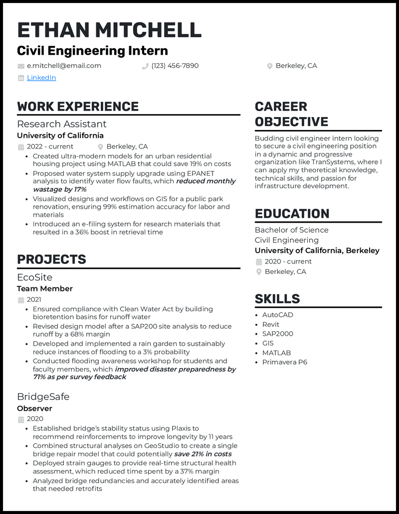 5 Civil Engineer Resume Examples for the Job in 2025