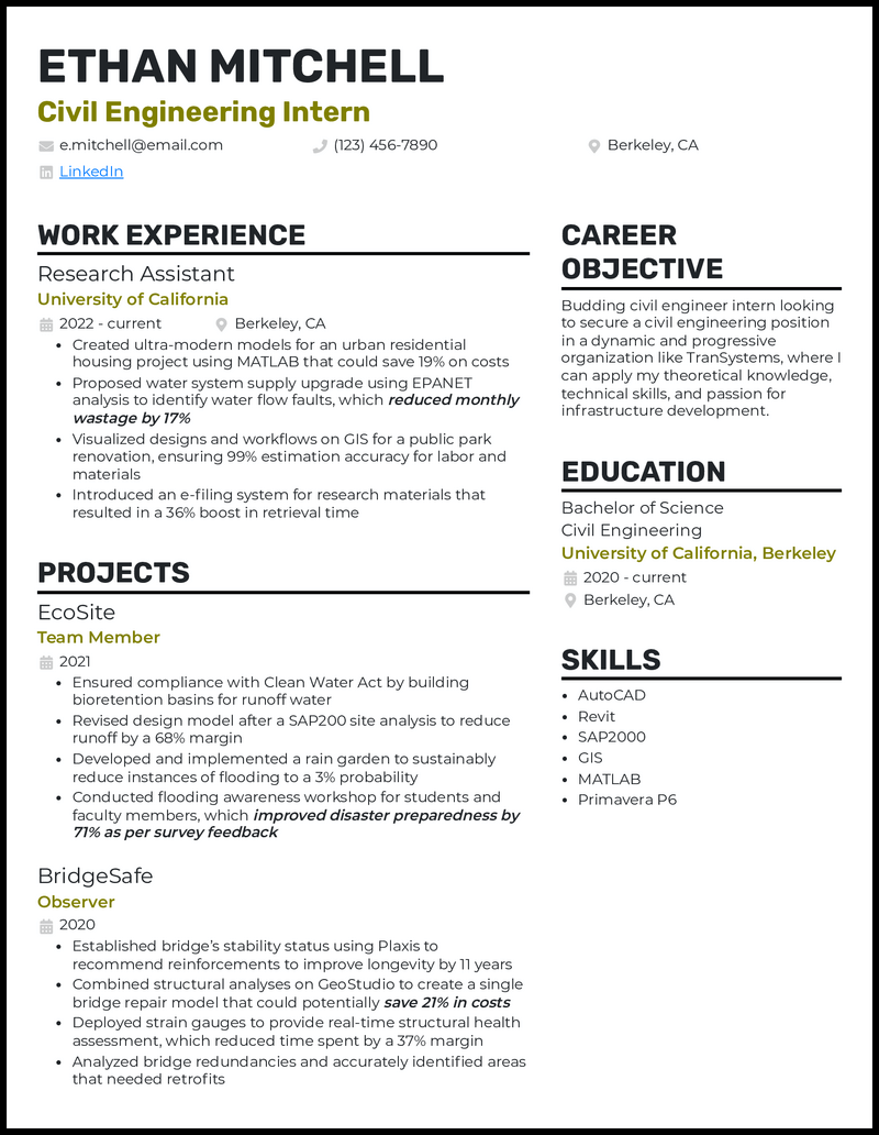 5 Civil Engineer Resume Examples for the Job in 2025