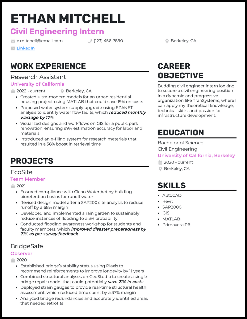 5 Civil Engineer Resume Examples for the Job in 2025