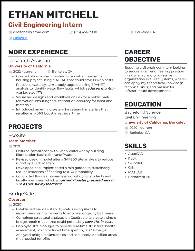 5 Civil Engineer Resume Examples for the Job in 2025