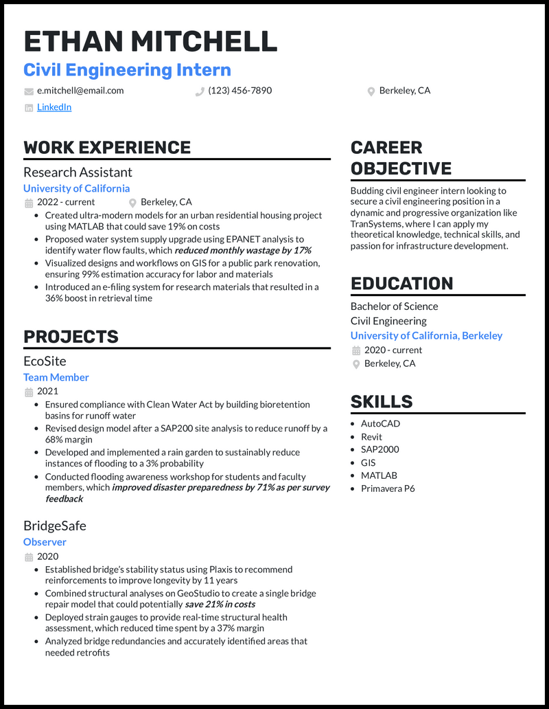 5 Civil Engineer Resume Examples For The Job In 2025