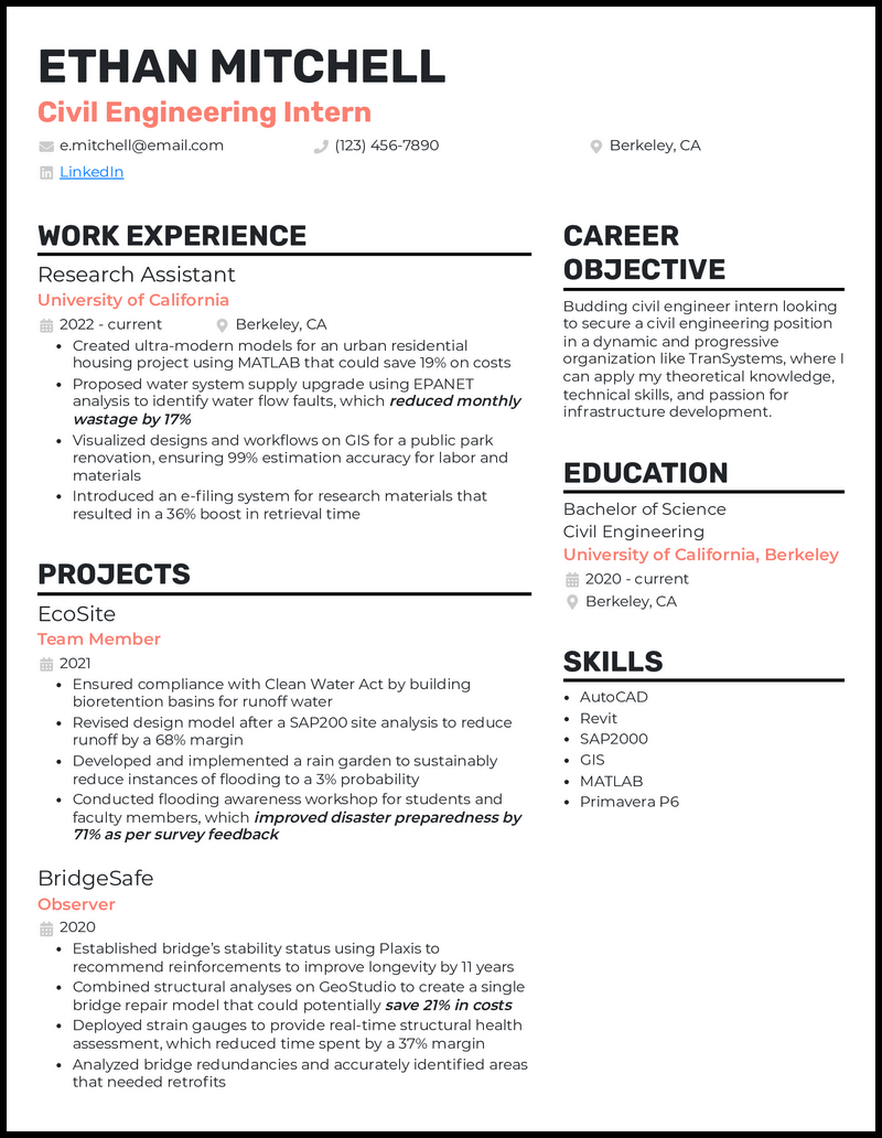 5 Civil Engineer Resume Examples for the Job in 2025