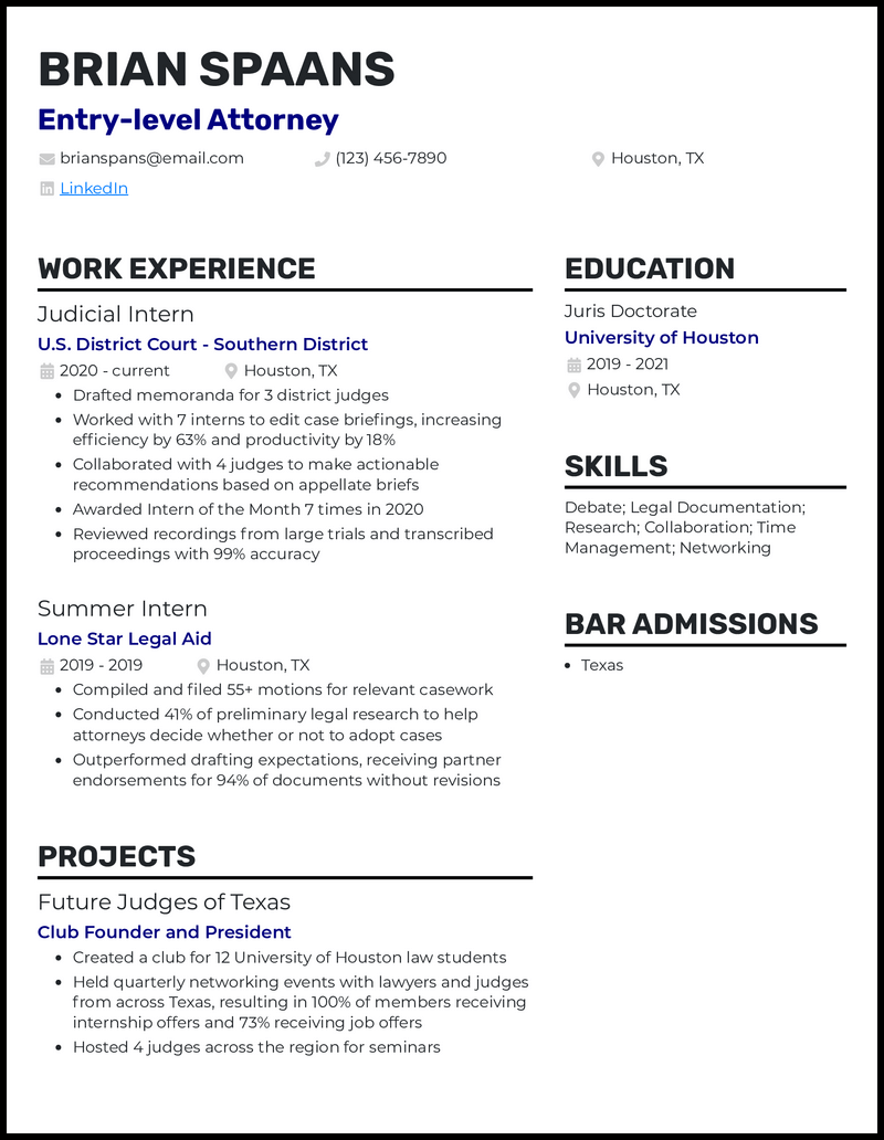 3 Entry-Level Attorney Resume Examples & Guide