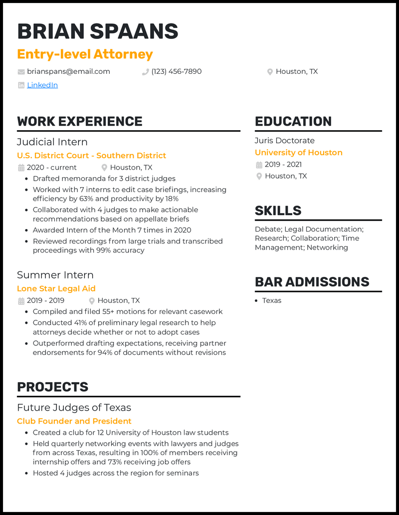 3 Entry-Level Attorney Resume Examples & Guide