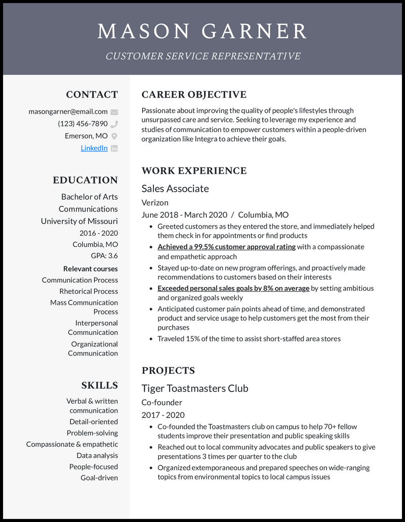 3 Entry-Level Customer Service Resume Examples