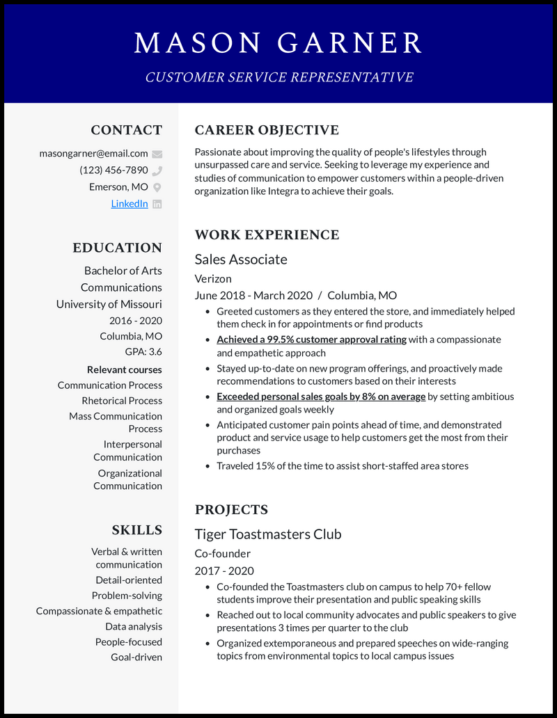 3 Entry-Level Customer Service Resume Examples