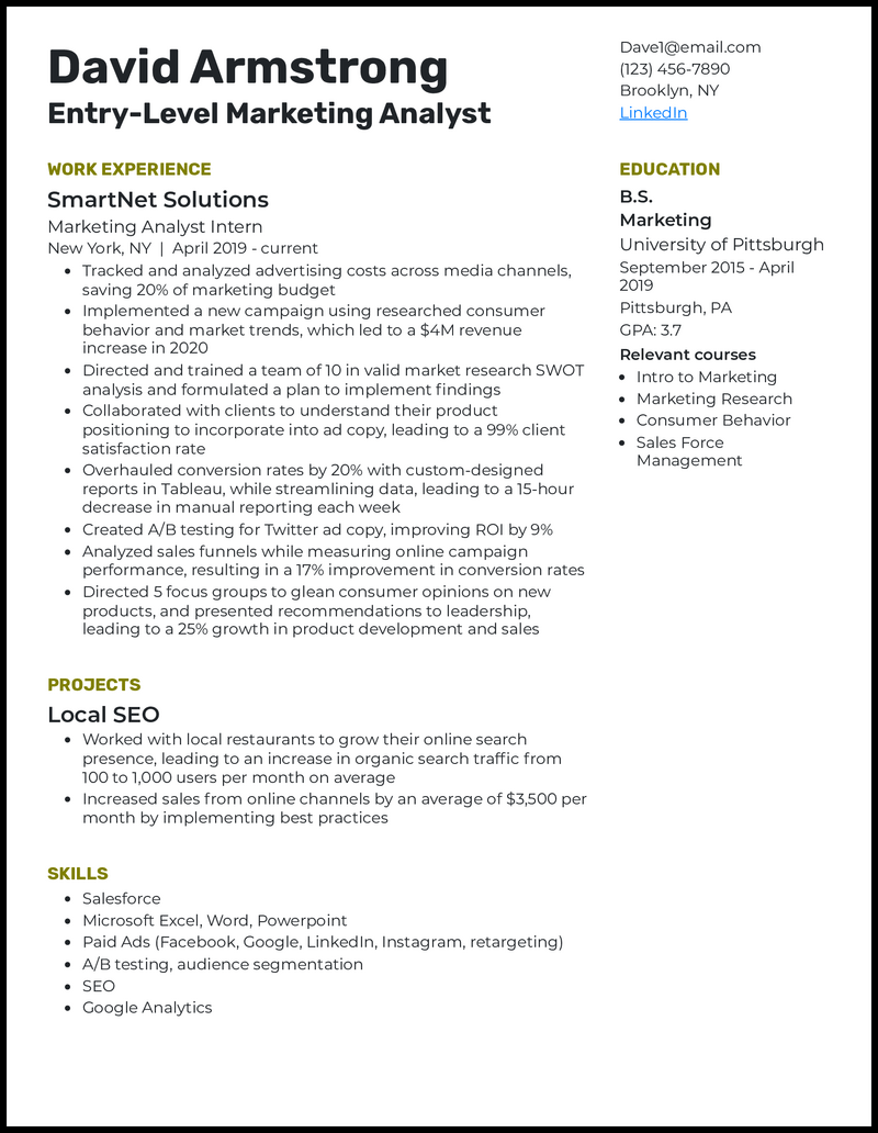 3 Entry-Level Marketing Resume Examples for 2026