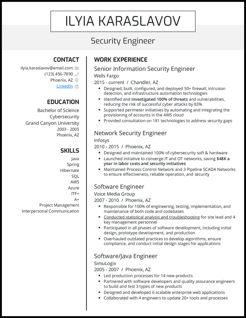 3 Security Engineer Resume Examples for 2025