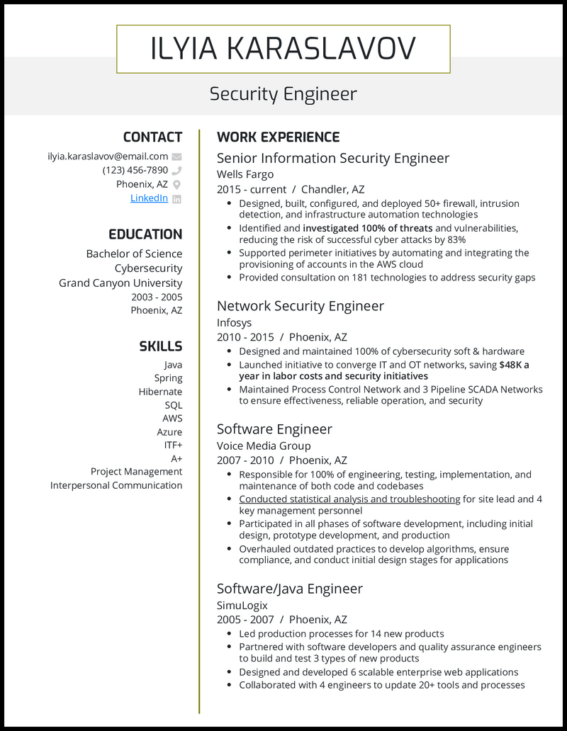 3 Security Engineer Resume Examples for 2025