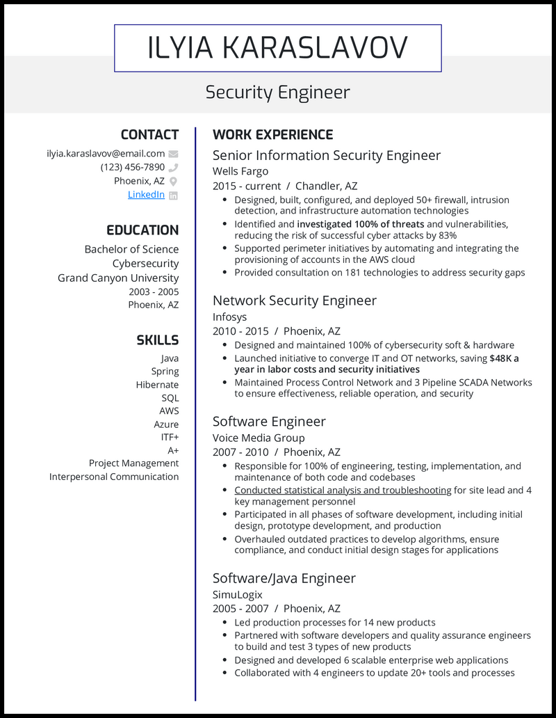 3 Security Engineer Resume Examples for 2025