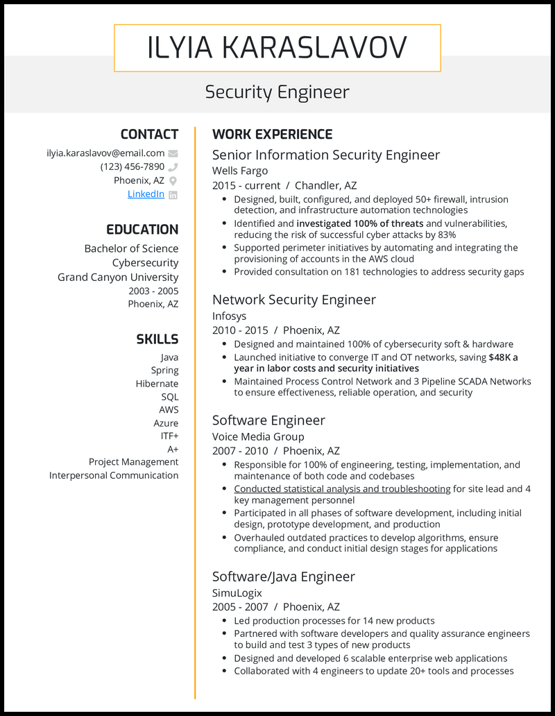 3 Security Engineer Resume Examples for 2025