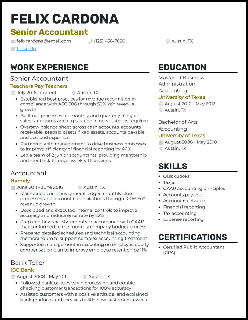 3 Real Senior Accountant Resume Examples That Worked in 2024